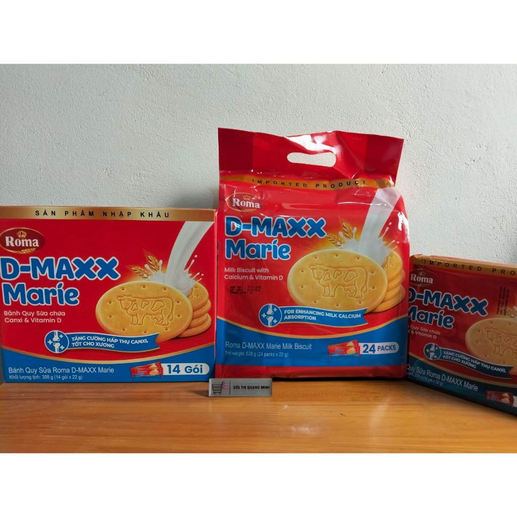 Bánh Quy Sữa D-Maxx Marie Bổ Xung Canxi và Vitamin D Hộp, Gói 220g ...