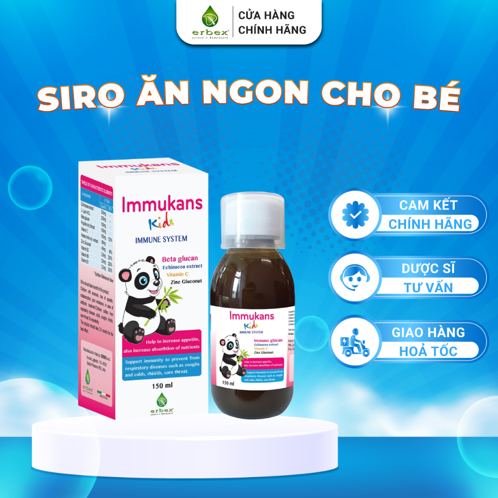 Siro Ăn Ngon Cho Bé Erbex Immukans Kids Hỗ Trợ Bé Ăn Ngon, Tăng Cường ...