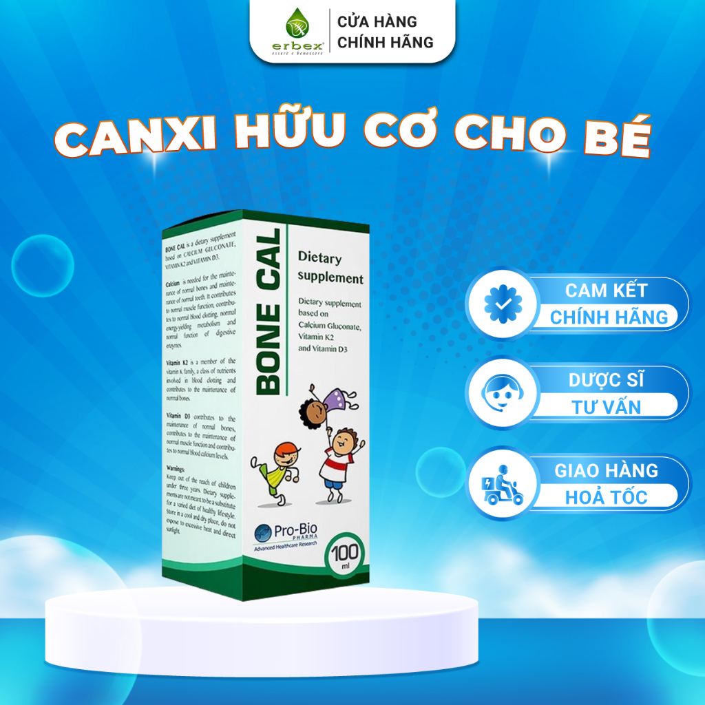 Canxi Hữu Cơ Cho Bé Erbex Bone Cal Cho Trẻ Còi Xương, Chậm Mọc Răng Do Thiếu Canxi 100ml ...