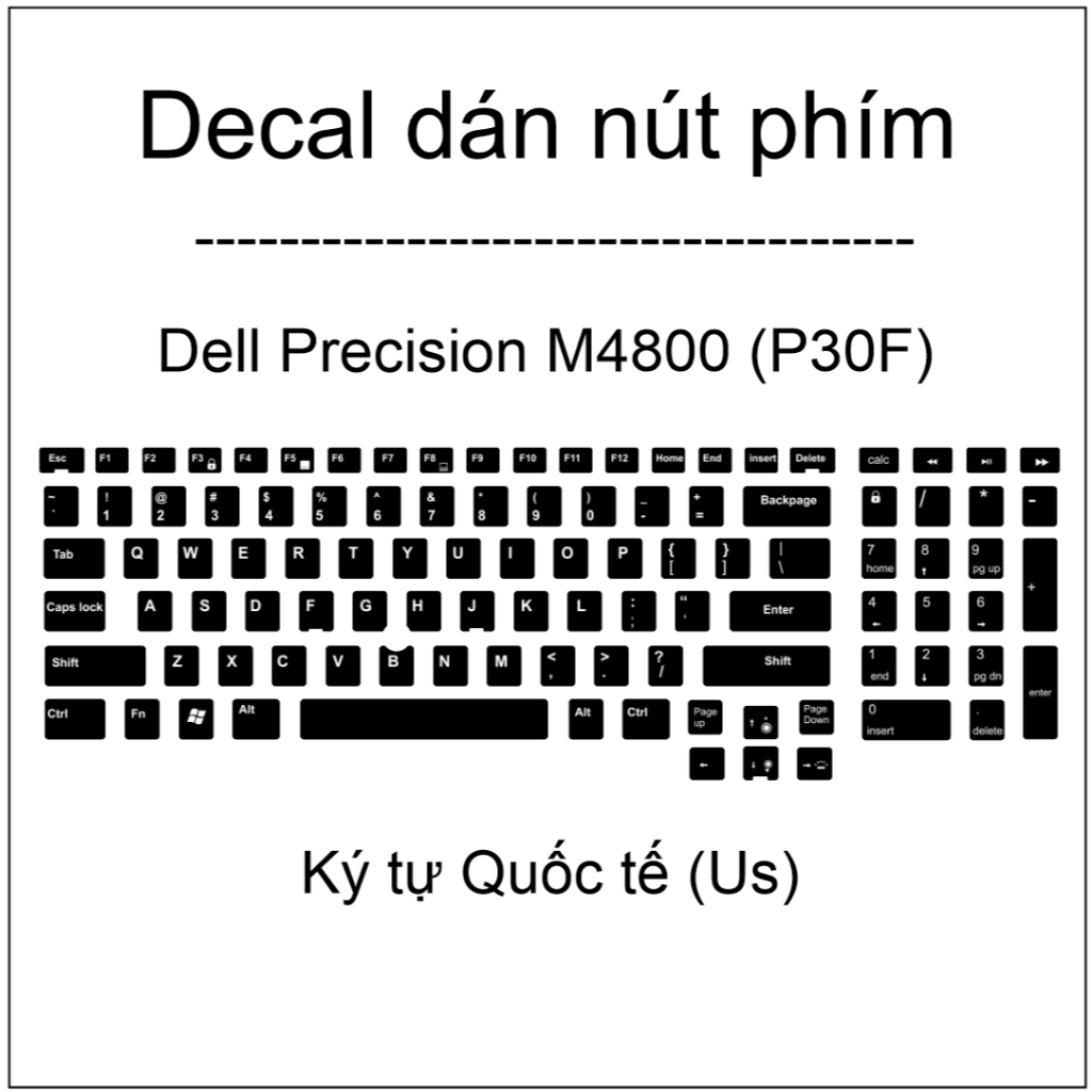 Decal dán nút phím Quốc tế ( Us ) Nhật sang Us cho máy Dell Precision ...