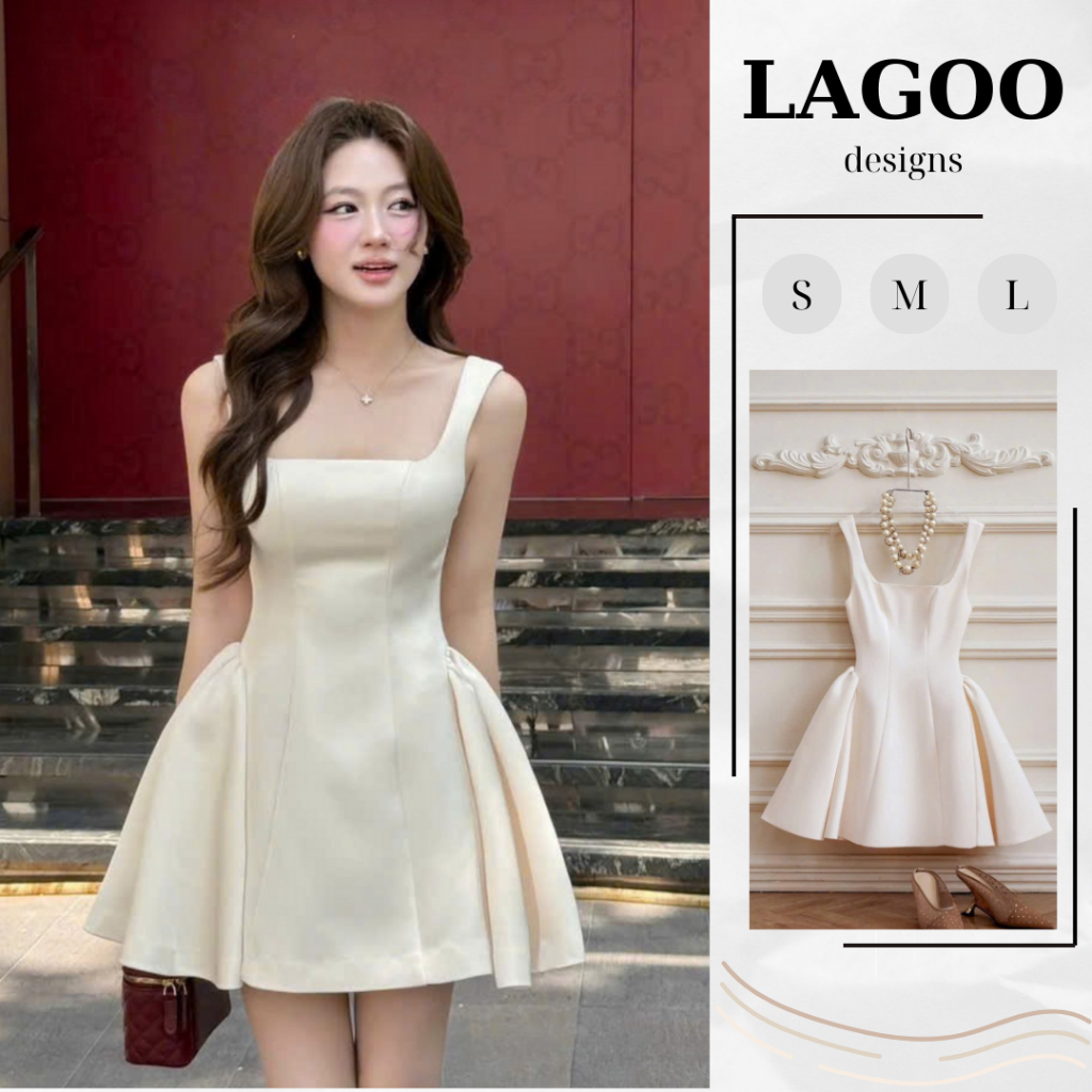 Váy thiết kế Rose dáng xòe cúp ngực vuông thời thượng tôn dáng hoàn hảo ...