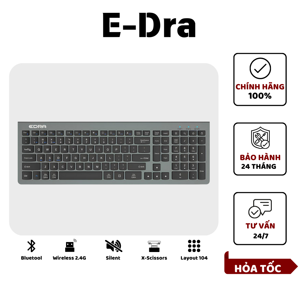 Bàn Phím Silent EDRA EK507 Switch X-Scissors Kết Nối Bluetool ...