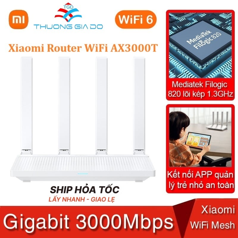 Xiaomi Router AX3000, AX3000T bộ phát sóng Wifi/ Wi-Fi 6, hỗ trợ MESH, kết nối 128 thiết bị ...