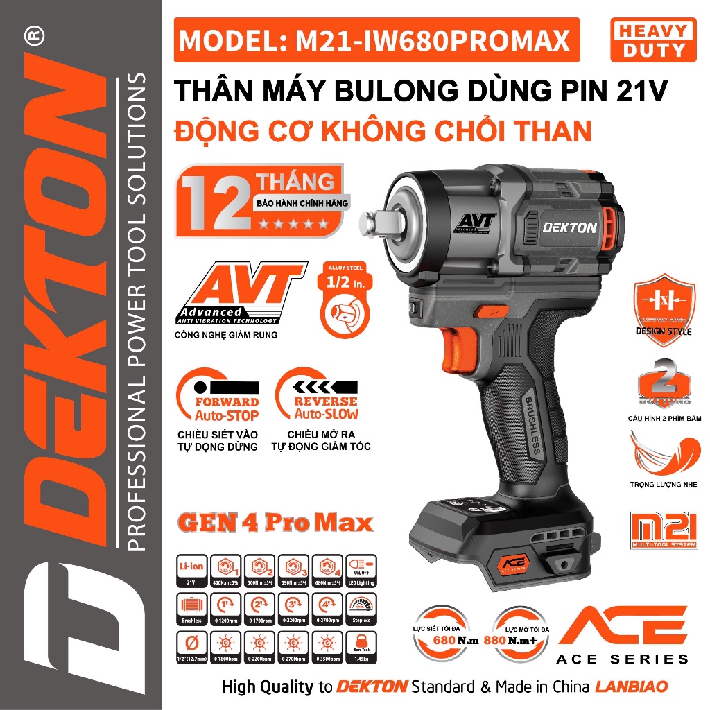 Máy Siết Mở Bulong 21V Dekton M21-IW680PROMAX (GEN 4) | Shopee Việt Nam