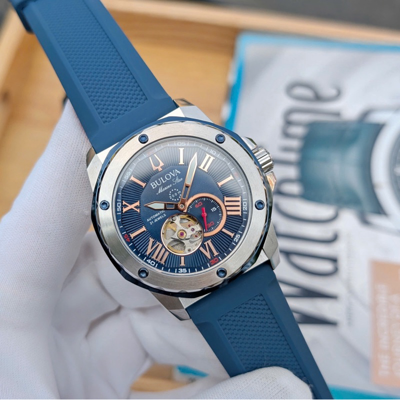 ĐỒNG HỒ NAM CHÍNH HÃNG BULOVA 98A282 Automatic Marine Star Size 44 ...