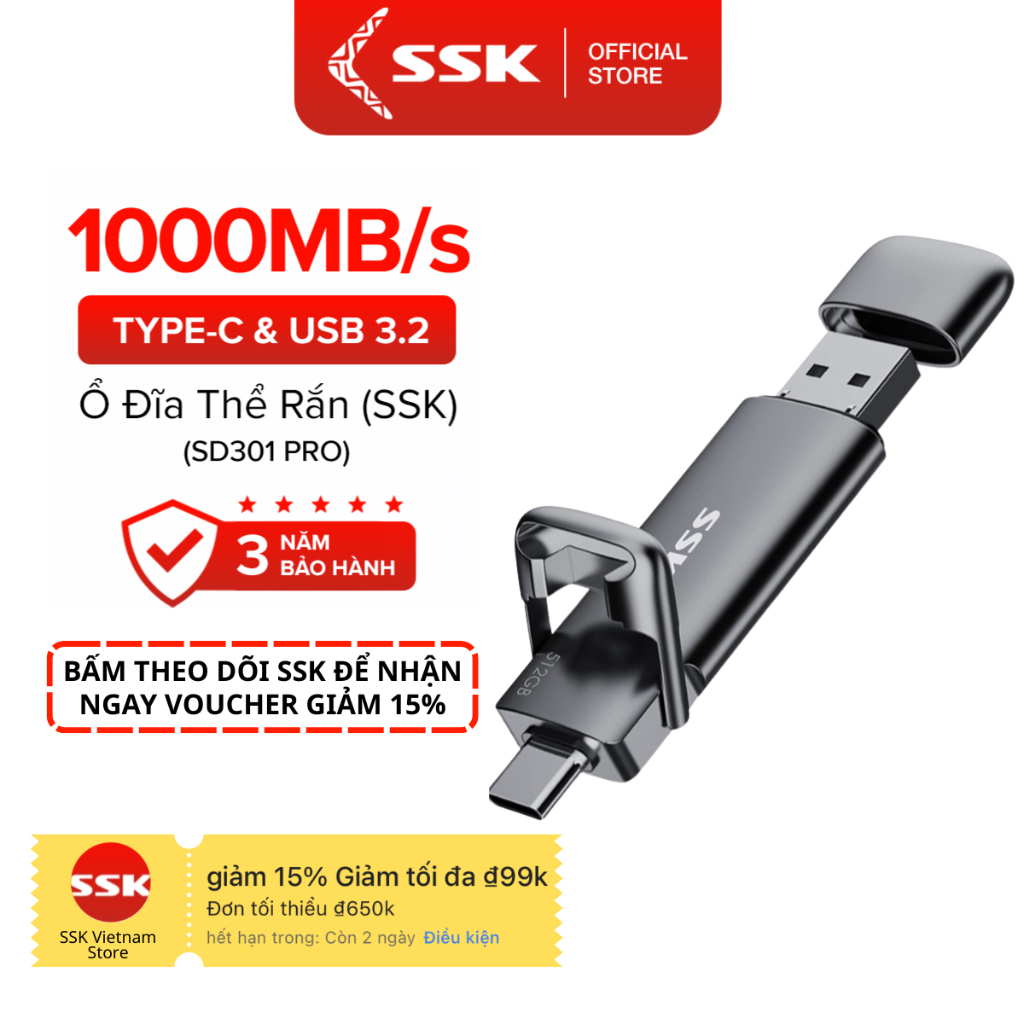 USB Flash Driver Di Động SSK SD301 Pro | Giao diện kép SSD/SSD ...