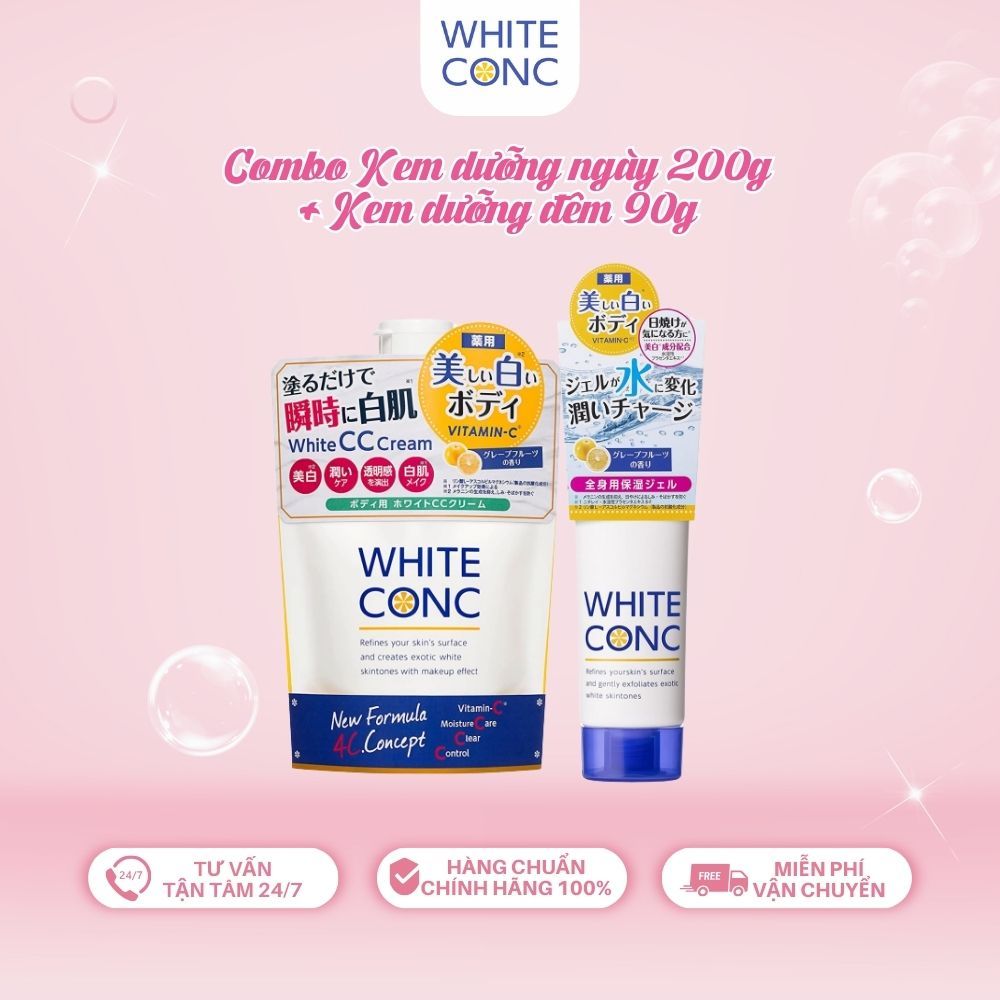 Combo Kem dưỡng trắng da toàn thân ban ngày White Conc và Kem dưỡng ...