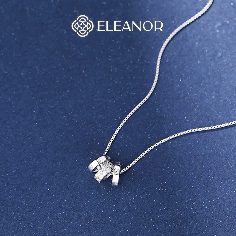 Dây chuyền bạc nữ Eleanor Accessories mặt tròn khắc số la mã vòng cổ ...