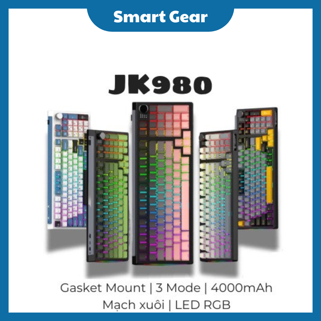 Bàn phím cơ JK980- Fullsize - 3 mode kết nối - Cấu trúc gasket mount ...