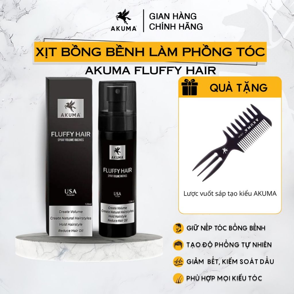 Chai Xịt Bồng Bềnh Làm Phồng Tóc AKUMA Fluffy Hair 120ml Chính Hãng, Hỗ ...