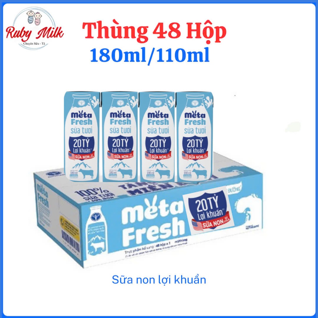 Thùng 48 hộp sữa tươi Nutricare Meta Fresh lợi khuẩn Ít Đường sữa non ...
