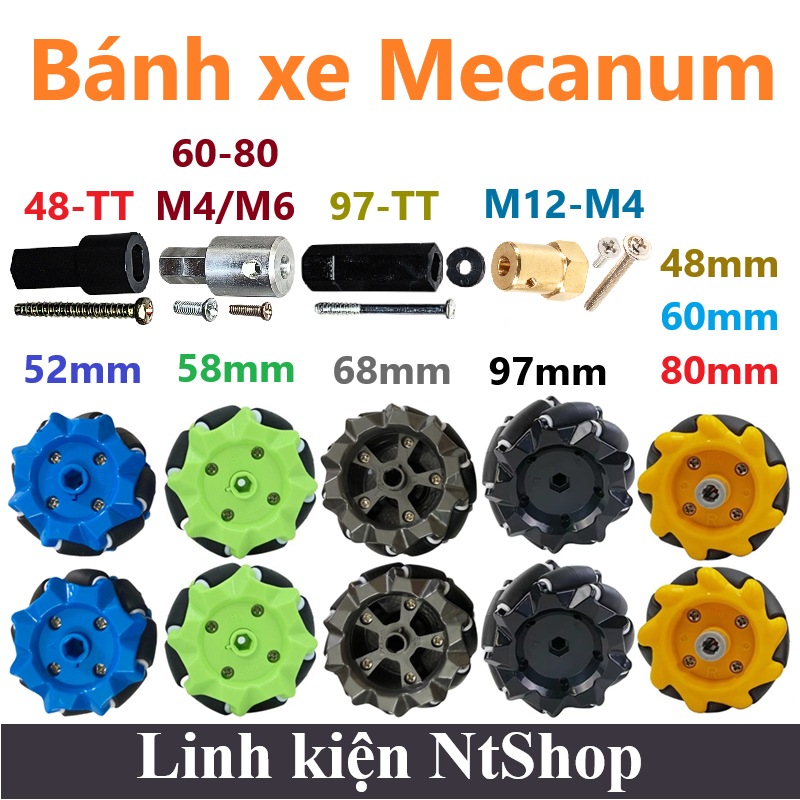 Bánh xe Mecanum 48mm / 52mm / 58mm / 60mm / 68mm / 80mm / 97mm Bánh xe ...