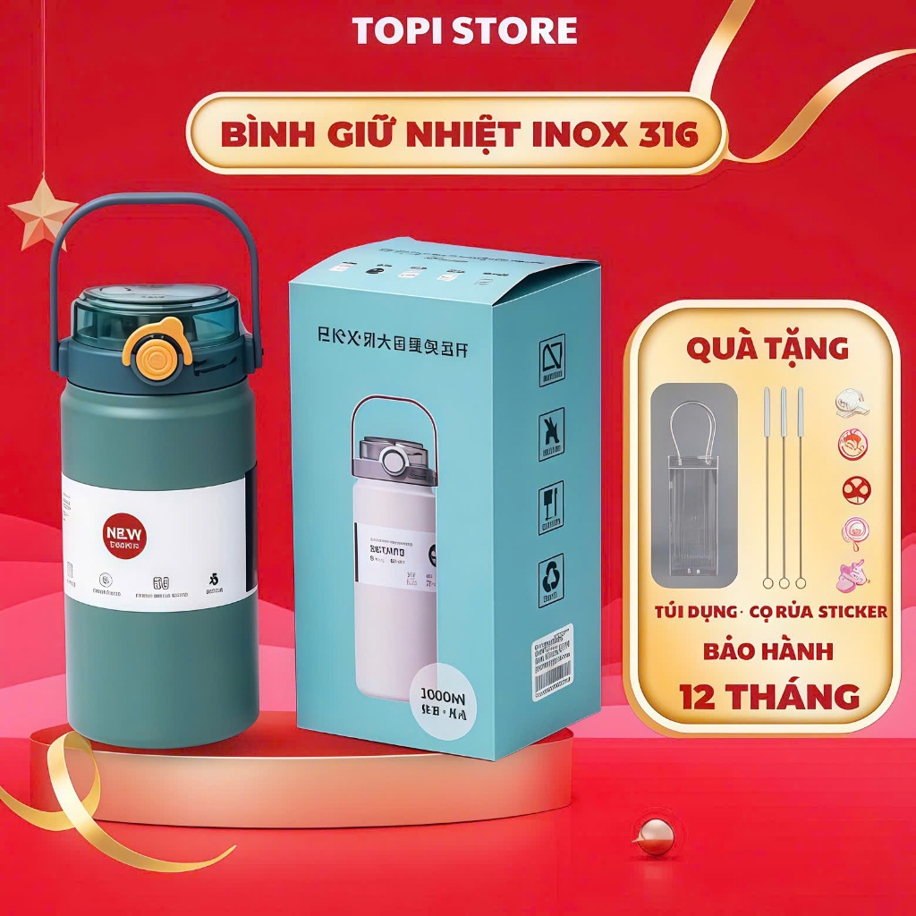 Bình giữ nhiệt Boss Loại 1 chất liệu inox 316 dung tích 1000ml, 1200ml giữ nhiệt 12-15 tiếng ...