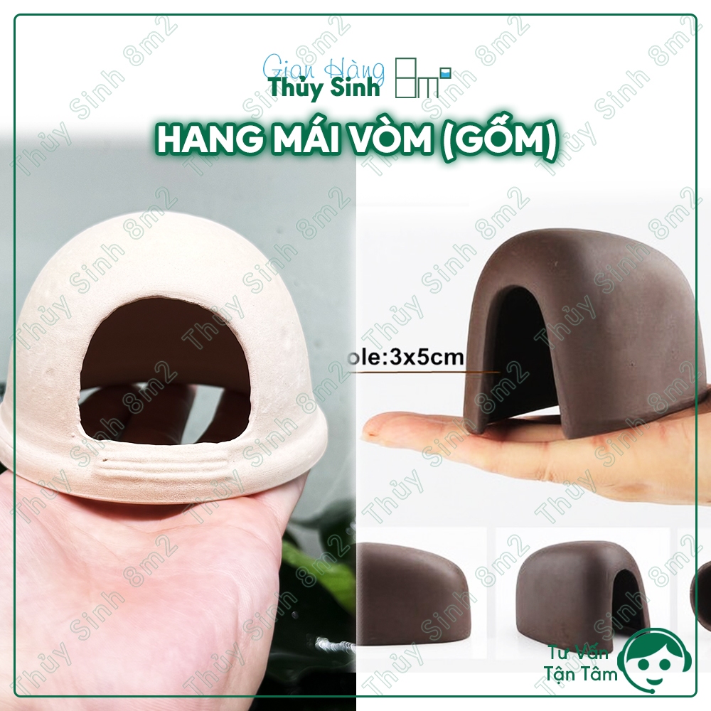 (Gốm) Hang Mái Vòm Trang Trí, Hang Cá Pleco, Chuột, Tép Cảnh Trú Ẩn ...
