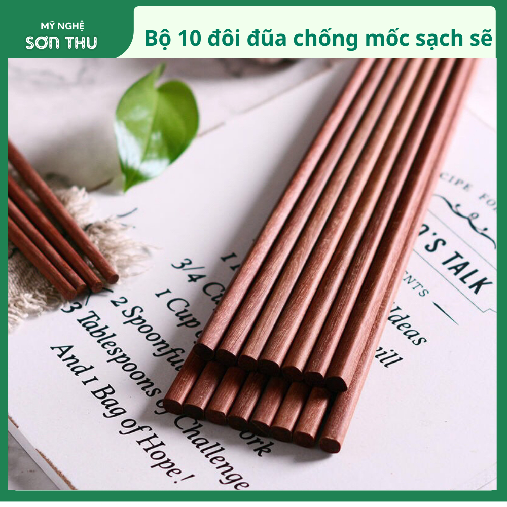 10 đôi đũa gỗ trắc Việt Nam gỗ tự nhiên, đũa ăn cơm, đũa chống mốc ...
