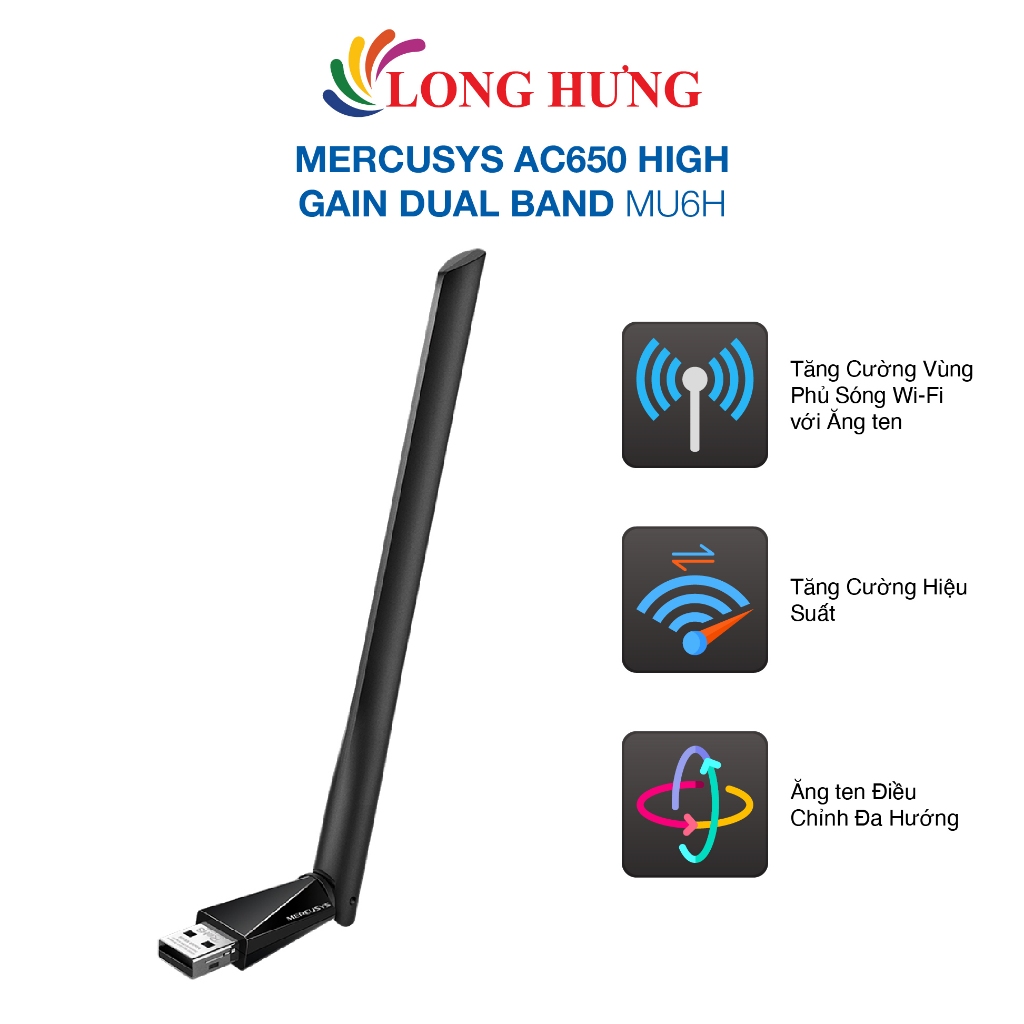 USB Wifi Mercusys AC650 High Gain Dual Band MU6H - Hàng chính hãng ...