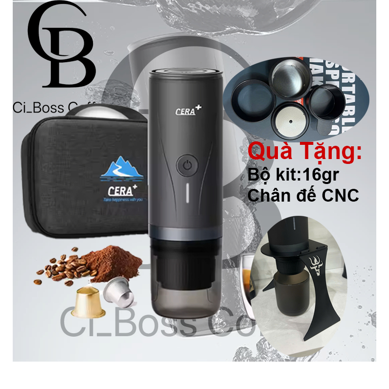 [Quà tặng trị giá 400k] Máy pha cà phê cầm tay Cera+ PCM01.(3 IN 1)(Rổ 16gr+ Rổ 8gr+Viên nén ...