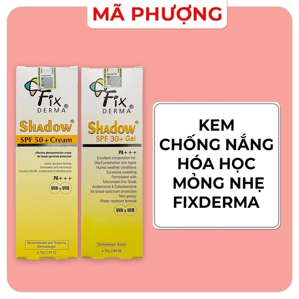 Kem Chống Nắng Fixderma Shadow Spf 30 và Spf 50, kcn Fixderma Shadow ...