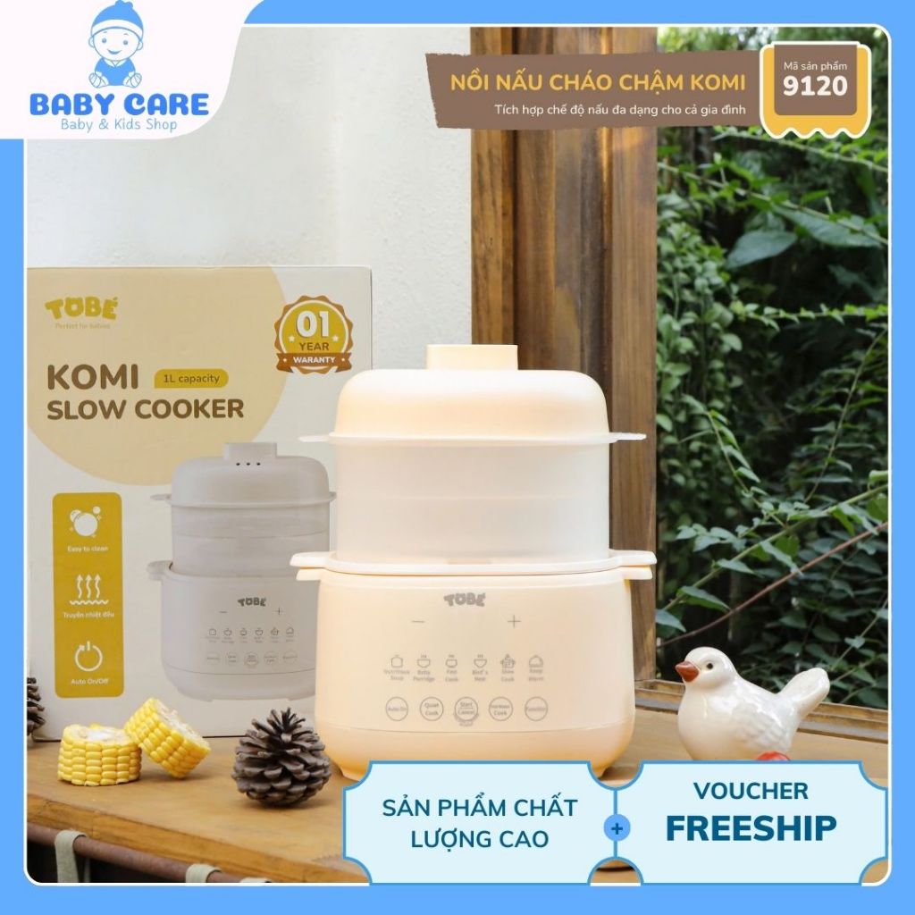 Nồi Cháo Chậm KOMI TOBE 8 Chế Độ 1 Lít Giá Hấp Giữ Nhiệt 8 Tiếng Chống trào Bảo Hành 1 Năm ...