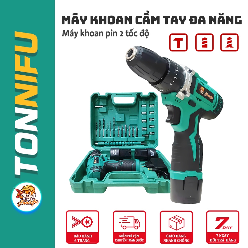 NEW TONNIFU Máy khoan pin 12V 3 chức năng, bắn vít, khoan tường, dòng Green 2025 mới có chế độ ...