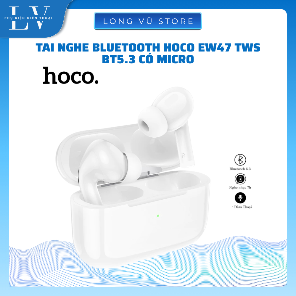 Tai nghe bluetooth Hoco EW47 hỗ trợ định vị, đổi tên, đàm thoại, cảm ứng chạm, nghe nhạc 7h liên ...