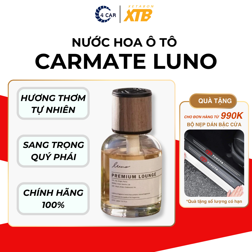 Nước hoa ô tô cao cấp Carmate Luno 160ml, tinh dầu thơm khử mùi xe hiệu quả, hương hoa nhài ...