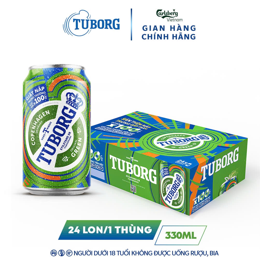[LS] Tuborg - Bia Lager Đan Mạch - Nồng độ cồn 4.6% - Thùng 24 lon ...