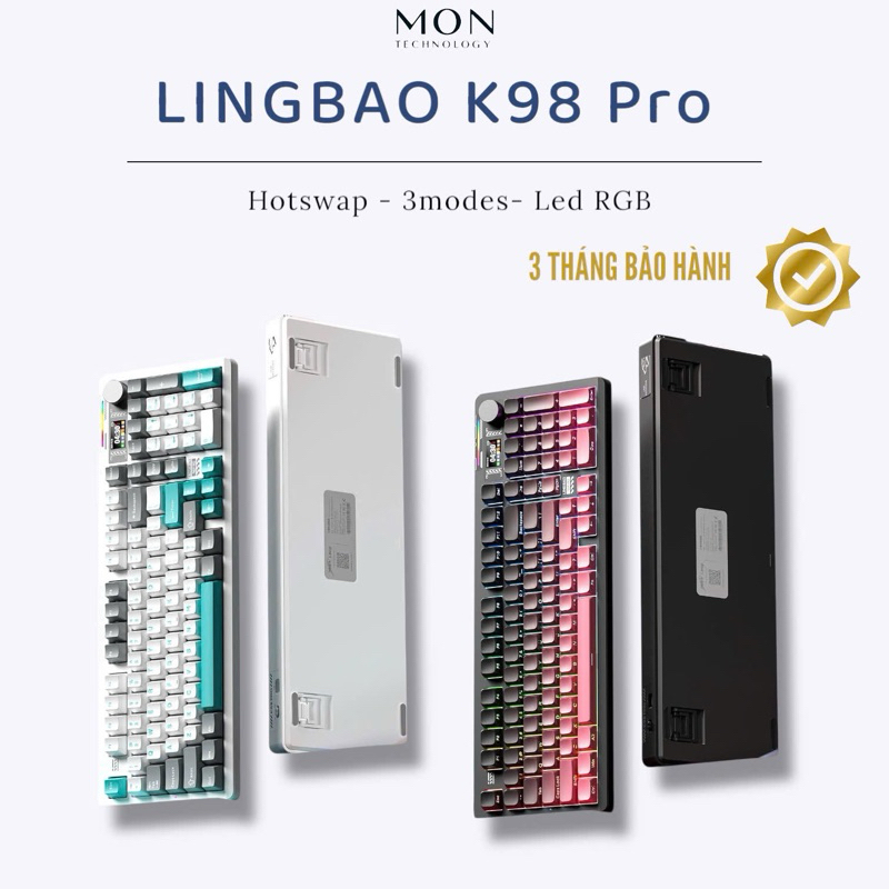 [Sẵn Hàng] Bàn phím cơ LingBao K98 | K98Pro 3 Modes | Mạch xuôi | Led RGB | Keymap | Shopee Việt Nam