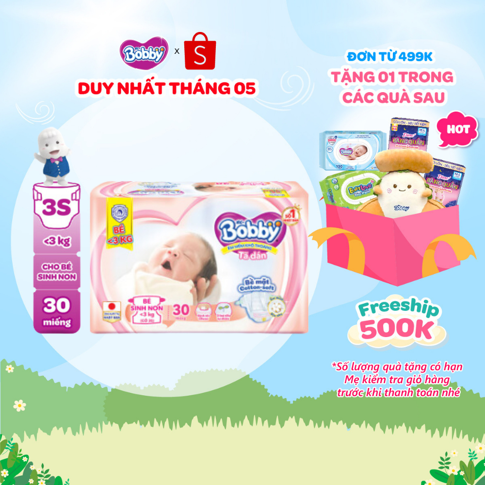 Tã dán Bobby cho trẻ thiếu tháng