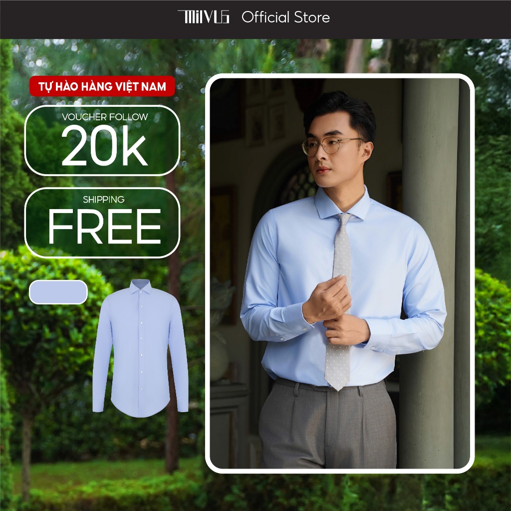 Áo sơ mi nam dài tay công sở cao cấp không nhăn không bám bụi kháng khuẩn chống tia UV thương ...