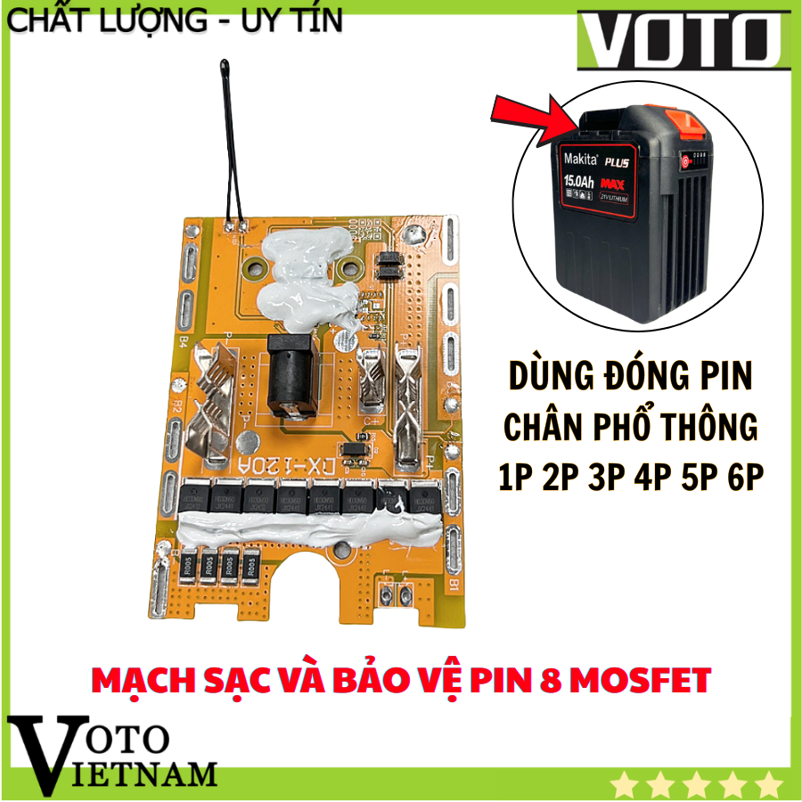 Mạch sạc và bảo vệ pin chân MKT phổ thông 5s 21v 8mosfet, mạch ráp pin ...
