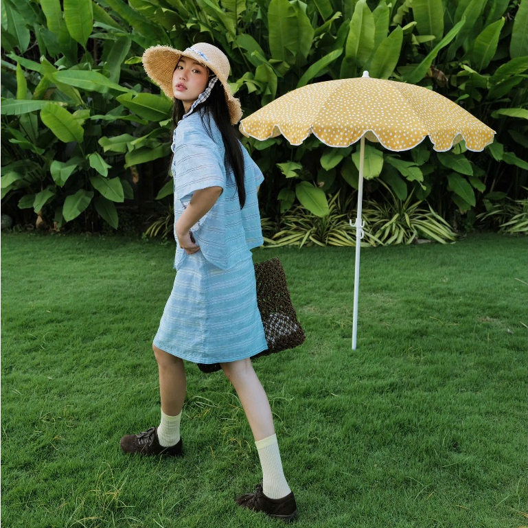 Kuchimachic - Set áo sơ mi kẻ 3 màu/ Chân váy kẻ dáng dài chất liệu tơ ...