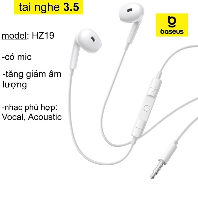 Tai nghe Baseus encok H17 jack cắm 3.5 có mic/ tăng giảm âm lượng ...