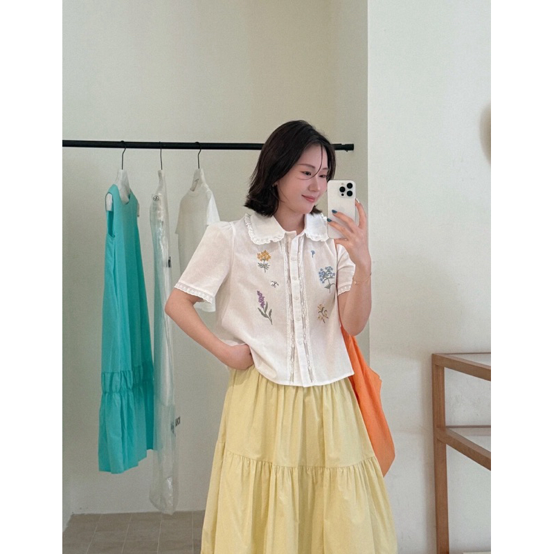 PETBYCHANG - Áo sơ mi cổ sen ren thêu hoa vintage | Shopee Việt Nam