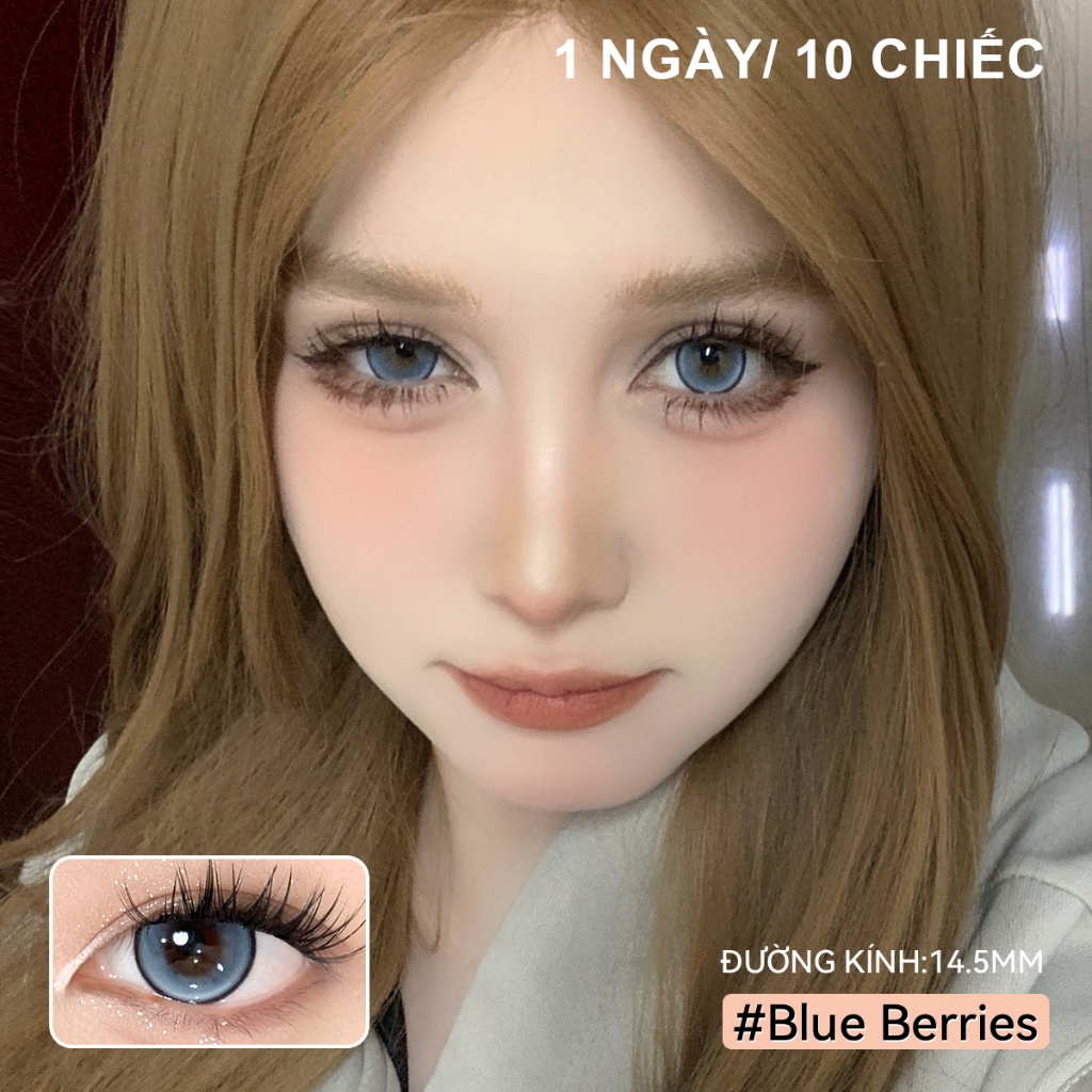 Kính áp tròng KAIDA&Starlens Blue Berries màu xám cận 1 ngày DIA 14.5mm ...