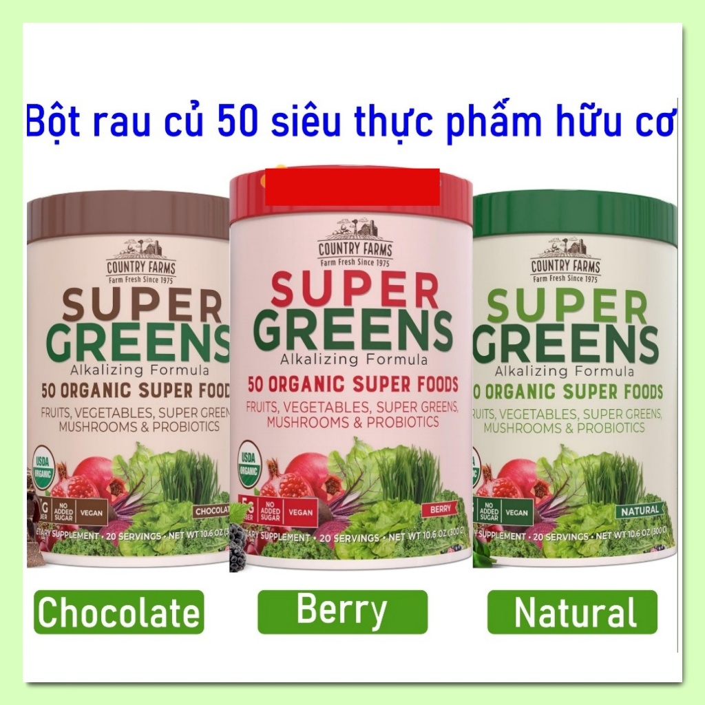 Bột rau củ hữu cơ rau xanh Country Farms Super Greens 50 Organic Super ...
