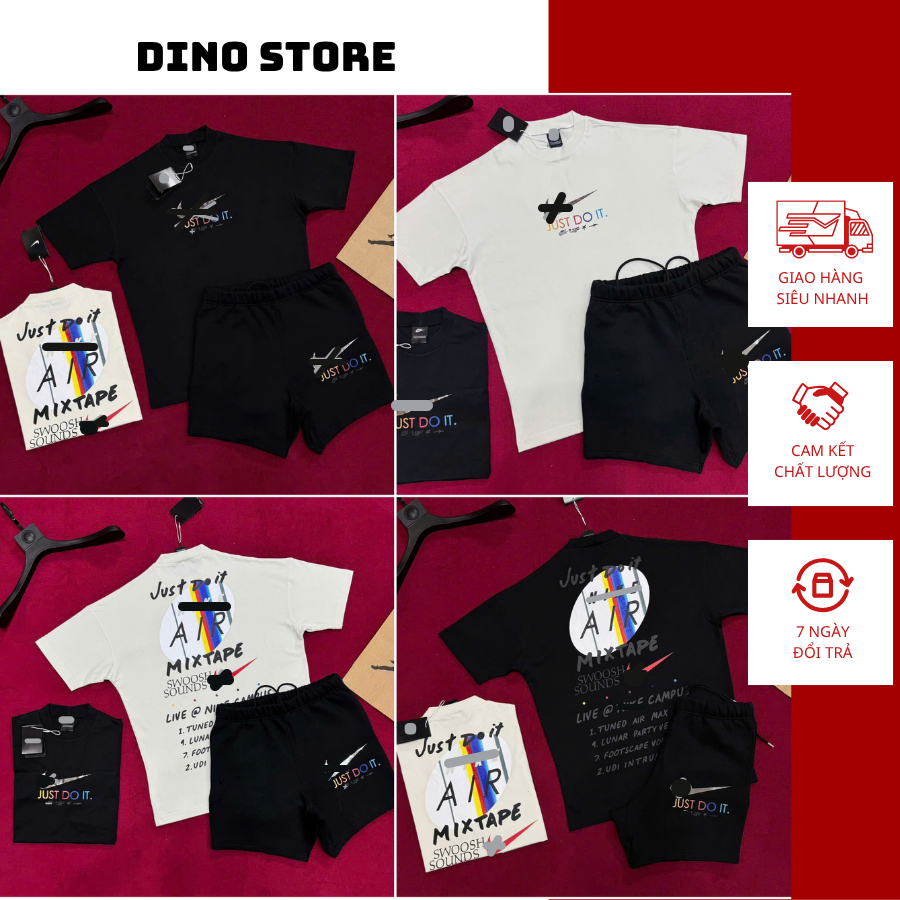 Bộ Hè Nam Nai Kì Chữ In Màu Trước Sau Cực Ngầu - Bộ Cộc Nai Ki air Logo Chữ In Cao Cấp | Shopee ...