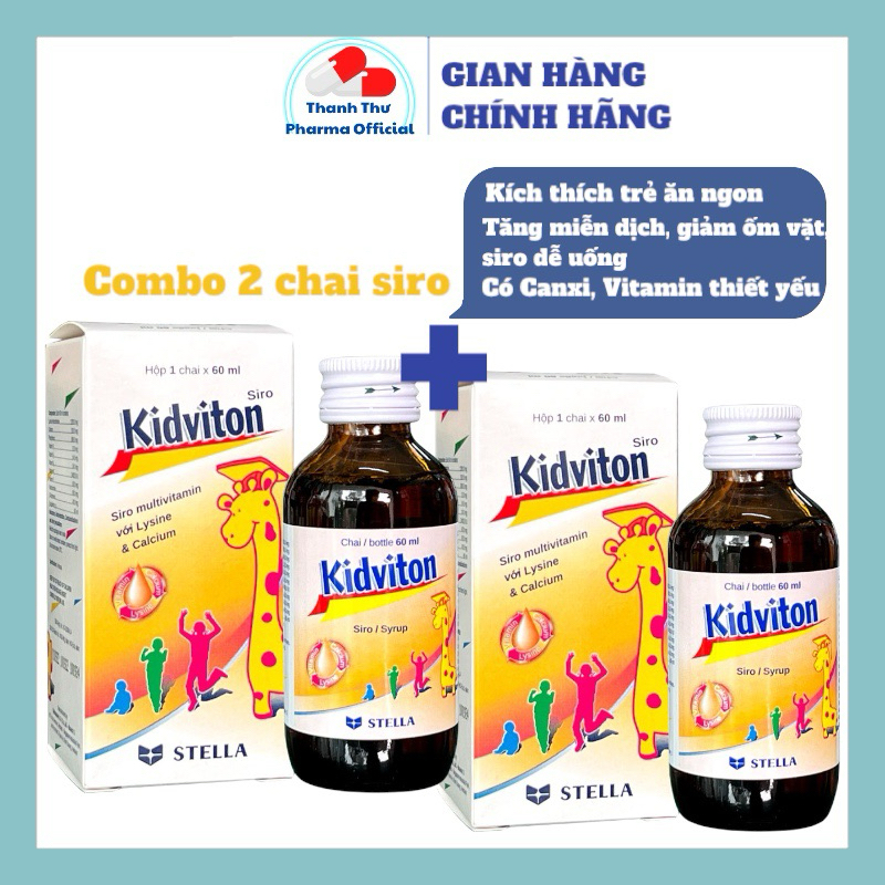 [CHÍNH HÃNG][Combo 2 chai] SIRO KIDVITON-Kích thích ăn ngon, bổ sung ...
