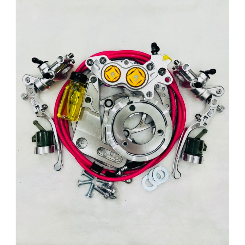 {tặng dầu } Full Combo phanh 4pis heo cá mập Folamdo CNC kèm tay phanh bình dầu rời dobrembz ...