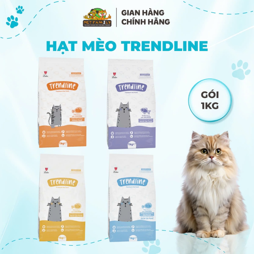 Hạt Cho Mèo TRENDLINE Dành Cho Mèo Con, Mèo Lớn - Vị Gà Và Cá Hồi (1kg ...