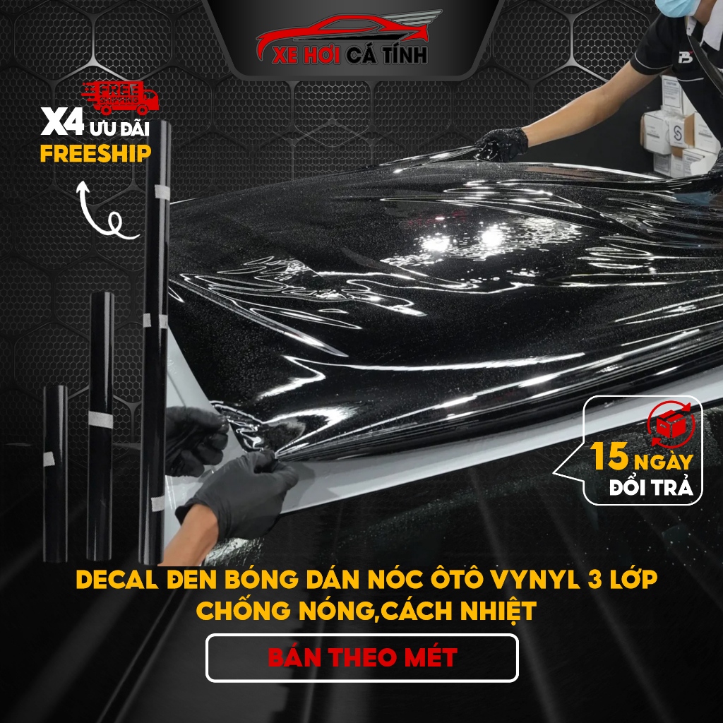 Decal đen siêu bóng dán nóc xe oto chống nóng cách nhiệt khổ 1m52 tạo ...