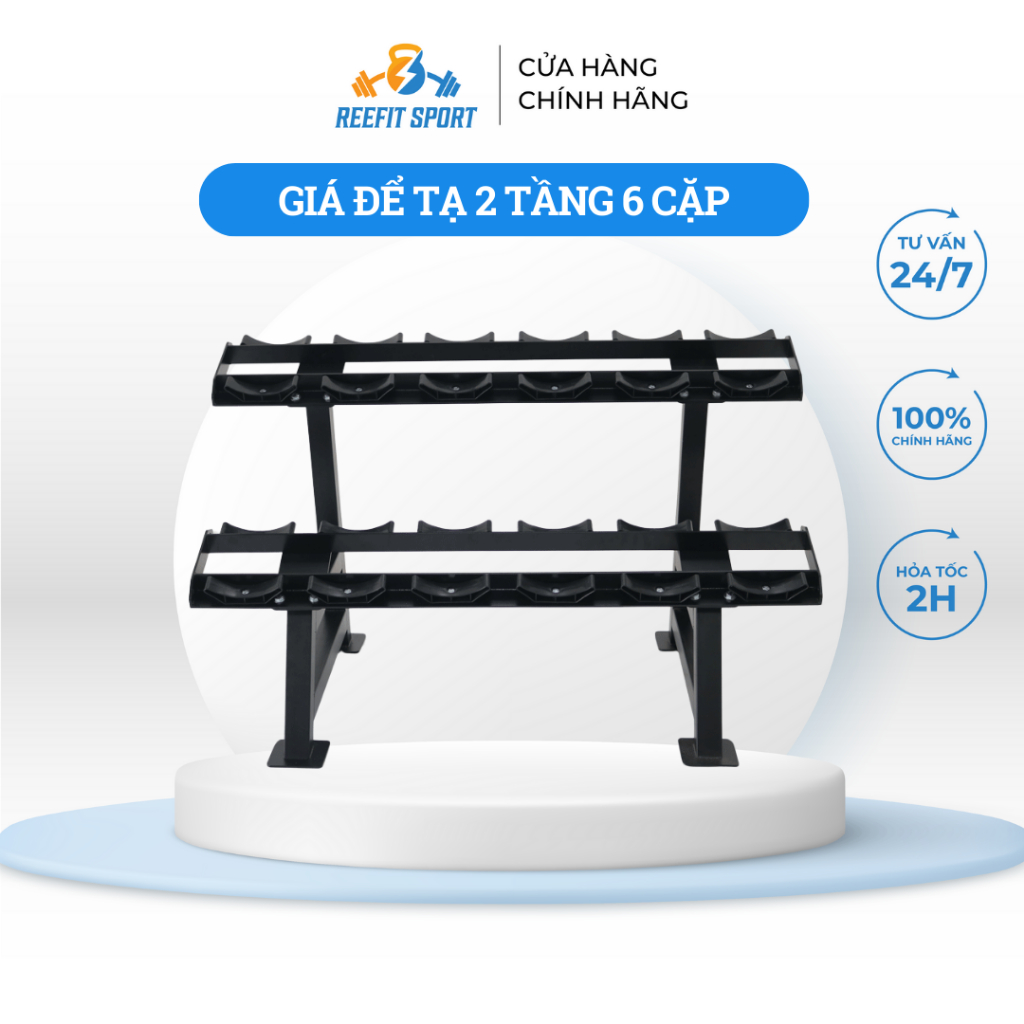 Kệ để tạ tay Reefit Sport màu đen để được 6 cặp tạ tập thể hình ...
