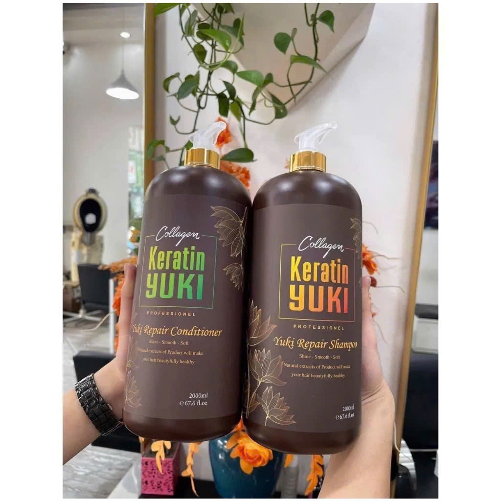 Dầu gội xả YUKI Collagen Keratin 2000ML | Giảm Rụng Tóc, Kích Mọc Tóc, Phục Hồi Tóc Hư Tổn, Mềm ...