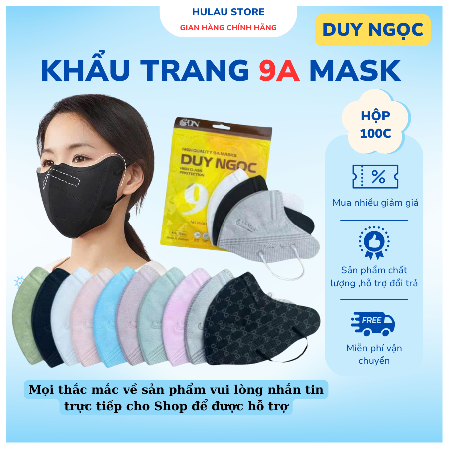 ( Hộp 200c) Khẩu trang 9A Duy Ngọc Mask 5 lớp thiết kế che kín mặt ...