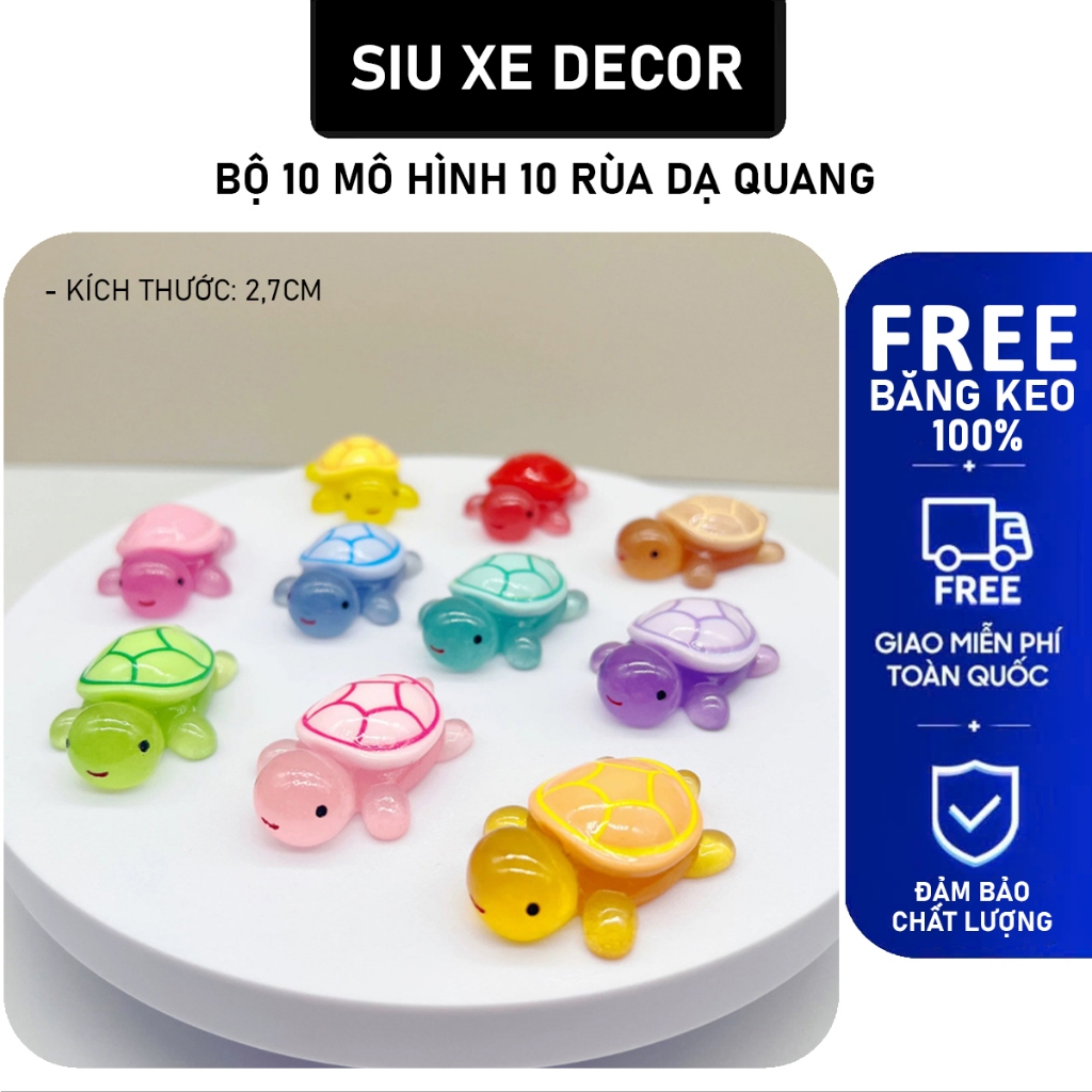 Mô Hình Charm Rùa Mini Dạ Quang Túi Mù Trang Trí Decor Bàn Học, Xe ô tô ...