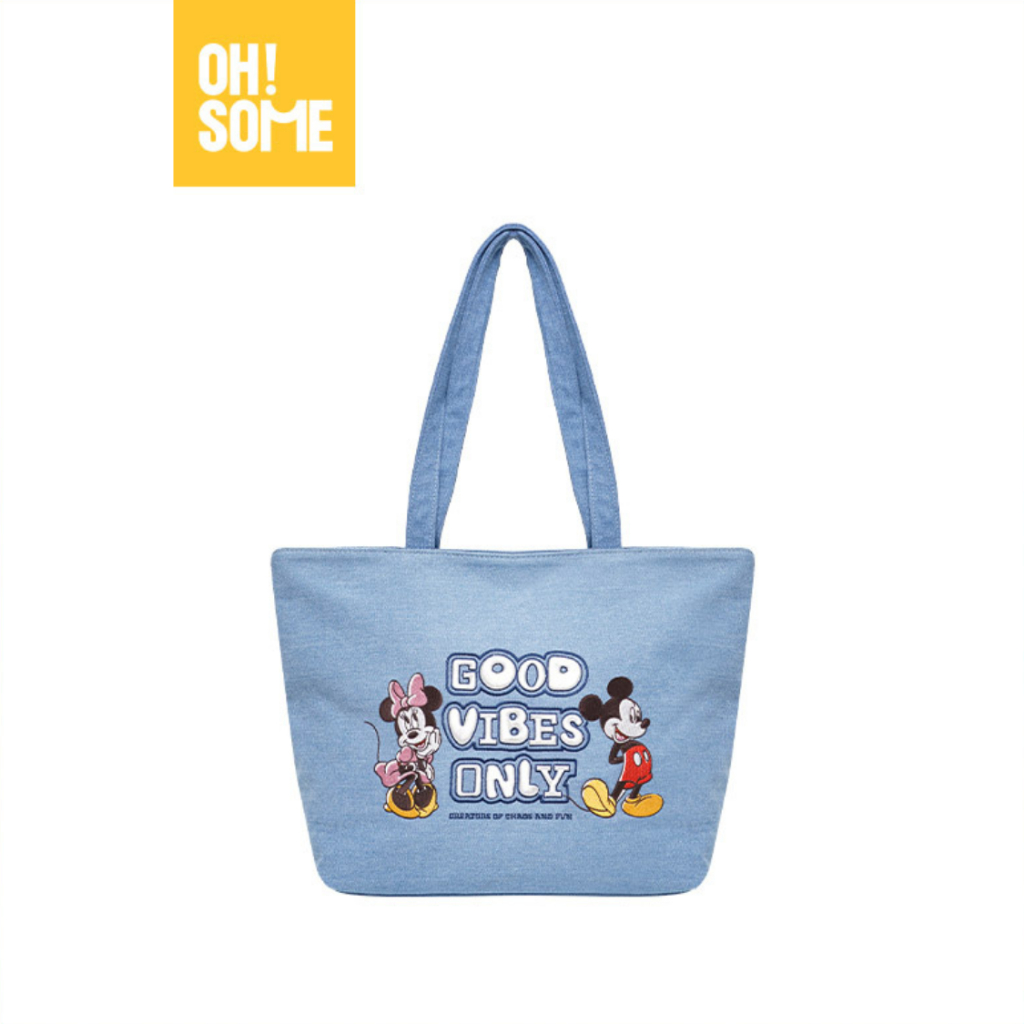 【OHSOME x Disney】- Túi tote đeo vai jean Disney chất denim dày dặn màu ...
