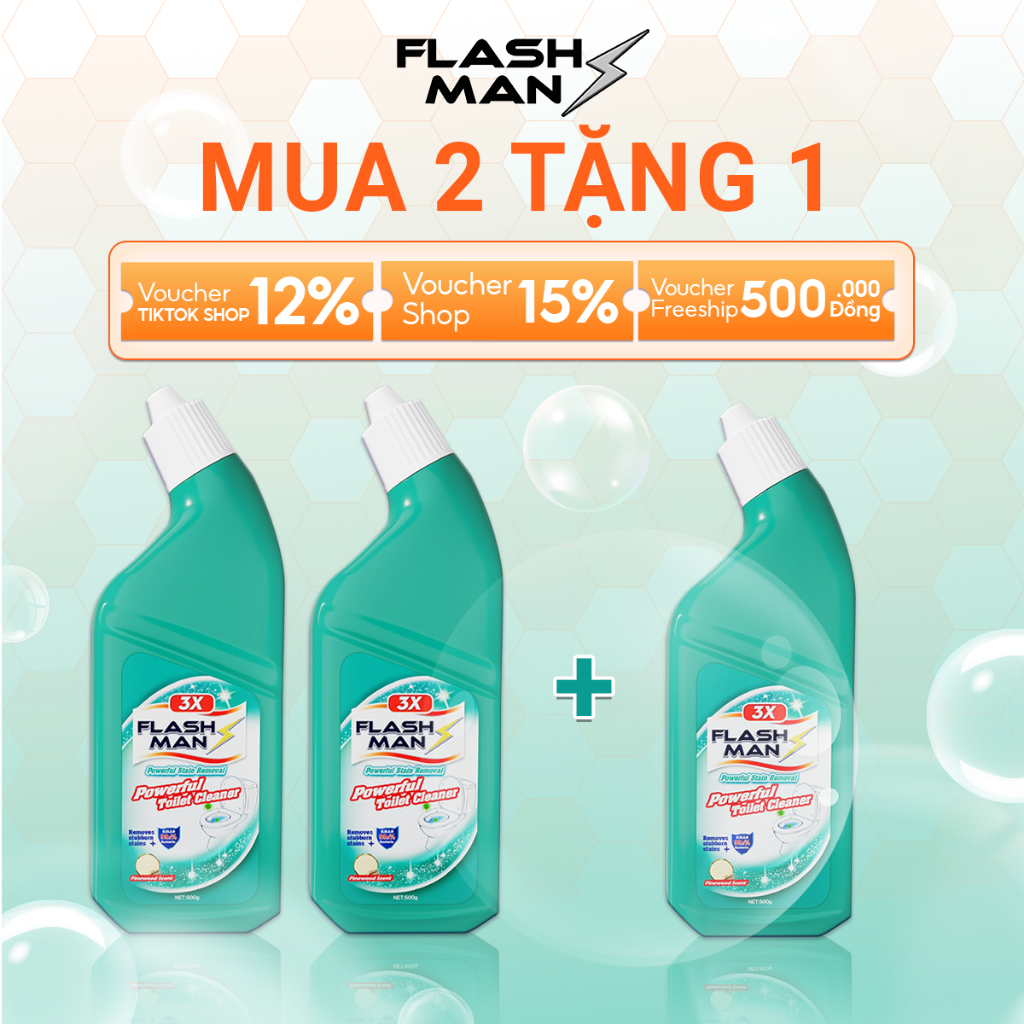 [MUA 2 TẶNG 1] Nước Tẩy Bồn Cầu Flashman 500g – Diệt Khuẩn 99.9% – Khử Mùi, Tẩy Sạch Vết Bẩn ...