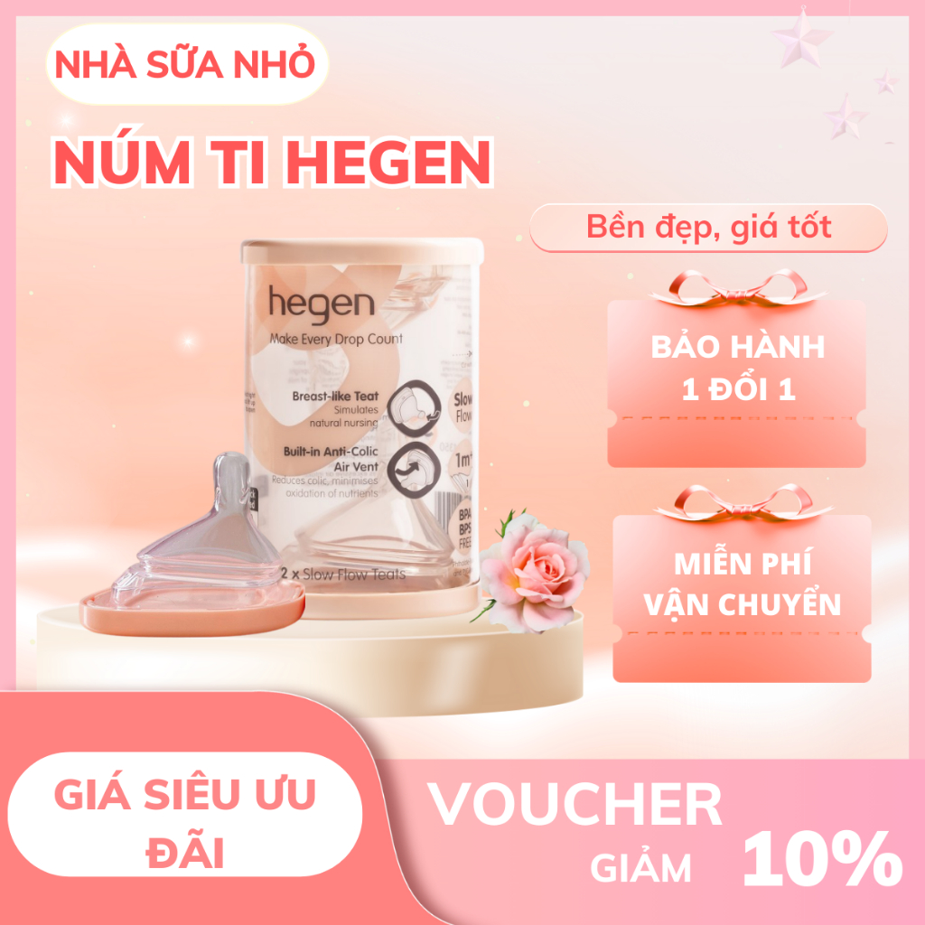 NÚM TI THAY THẾ BÌNH HEGEN SILICON CHÍNH HÃNG CỔ VUÔNG ĐỦ SIZE CHO BÉ ...