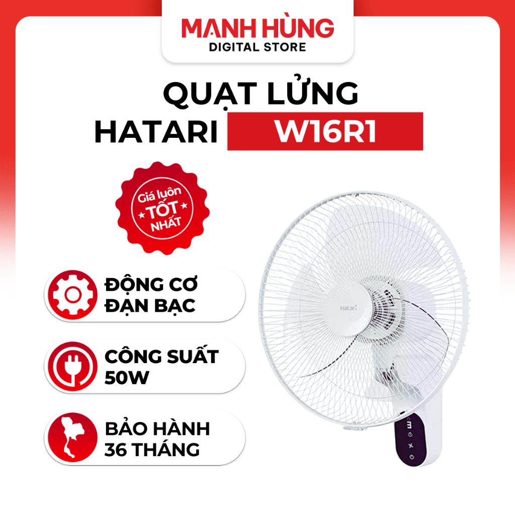 Quạt treo tường Thái Lan Hatari HT-W16R1 /HT-W16R6 có điều khiển - Công ...