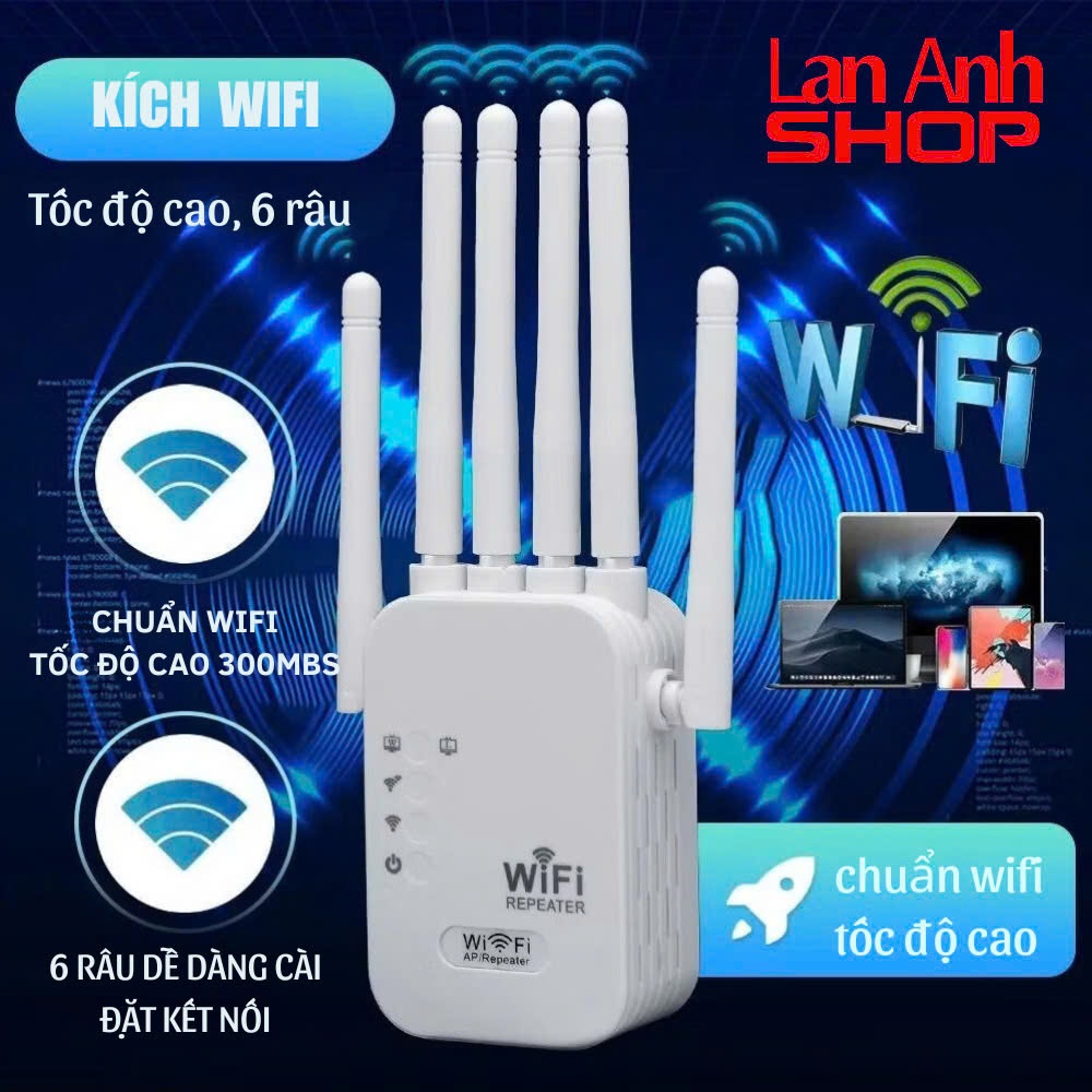 Kích sóng WIFI repeater, tốc độ cao 300Mbps(Băng tần 2.4 GHZ), tốc độ ...
